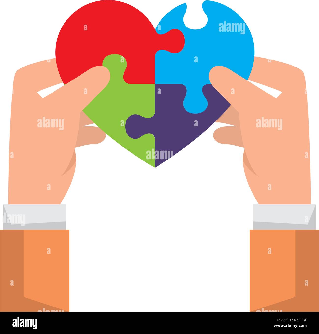 Heart puzzle hands Stock Vector Images - Alamy