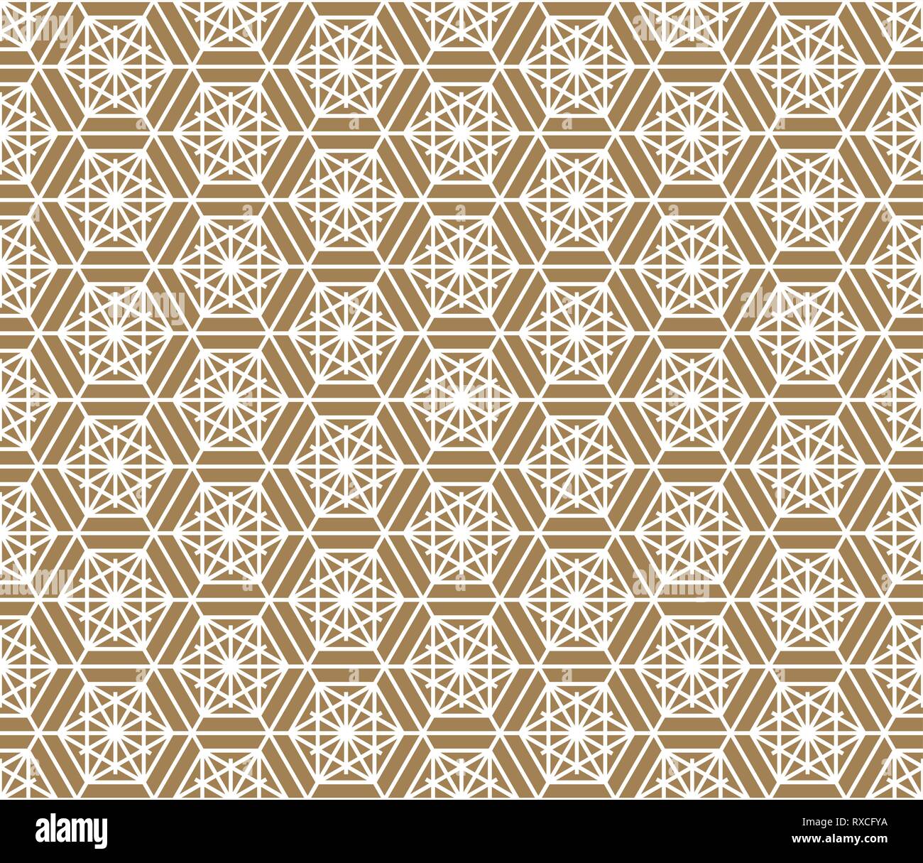 Japanese seamless pattern in style Kumiko.Golden color background and ...