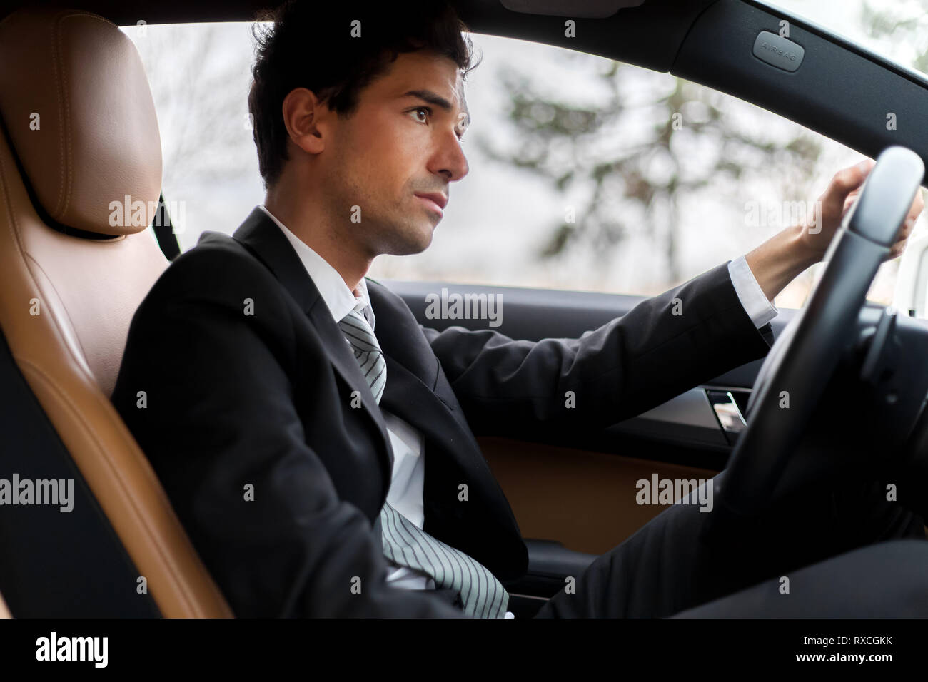 Handsome corporate man driving hi-res stock photography and images - Alamy