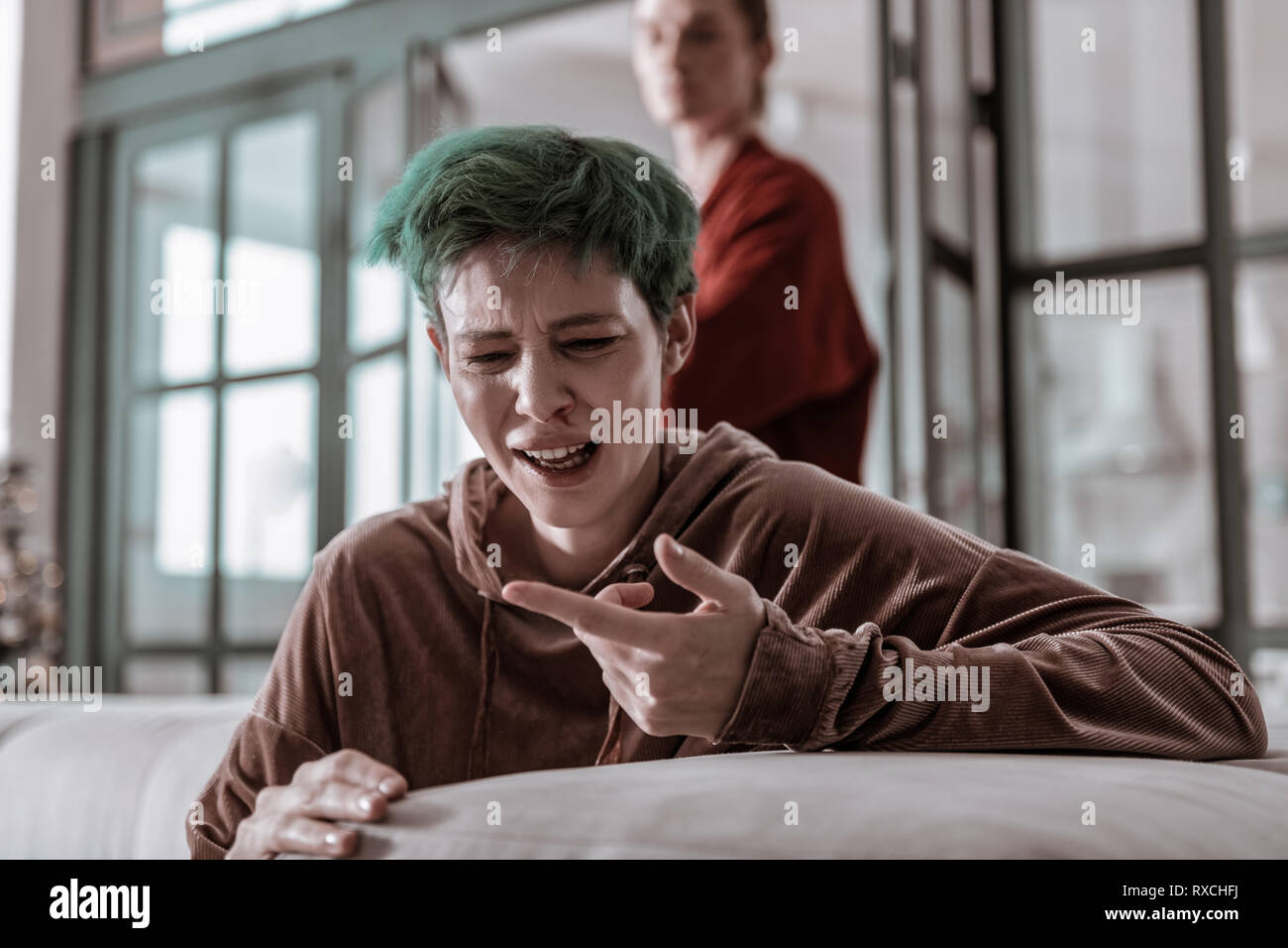 Girlfriend crying having bleeding nose after boy hitting her Stock ...