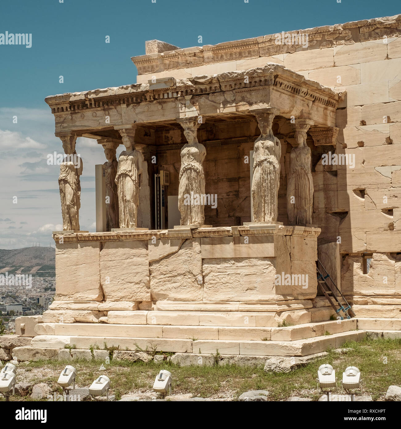 The Caryatids of the Erechtheion, Acropolis, Athens, Greece Stock Photo ...