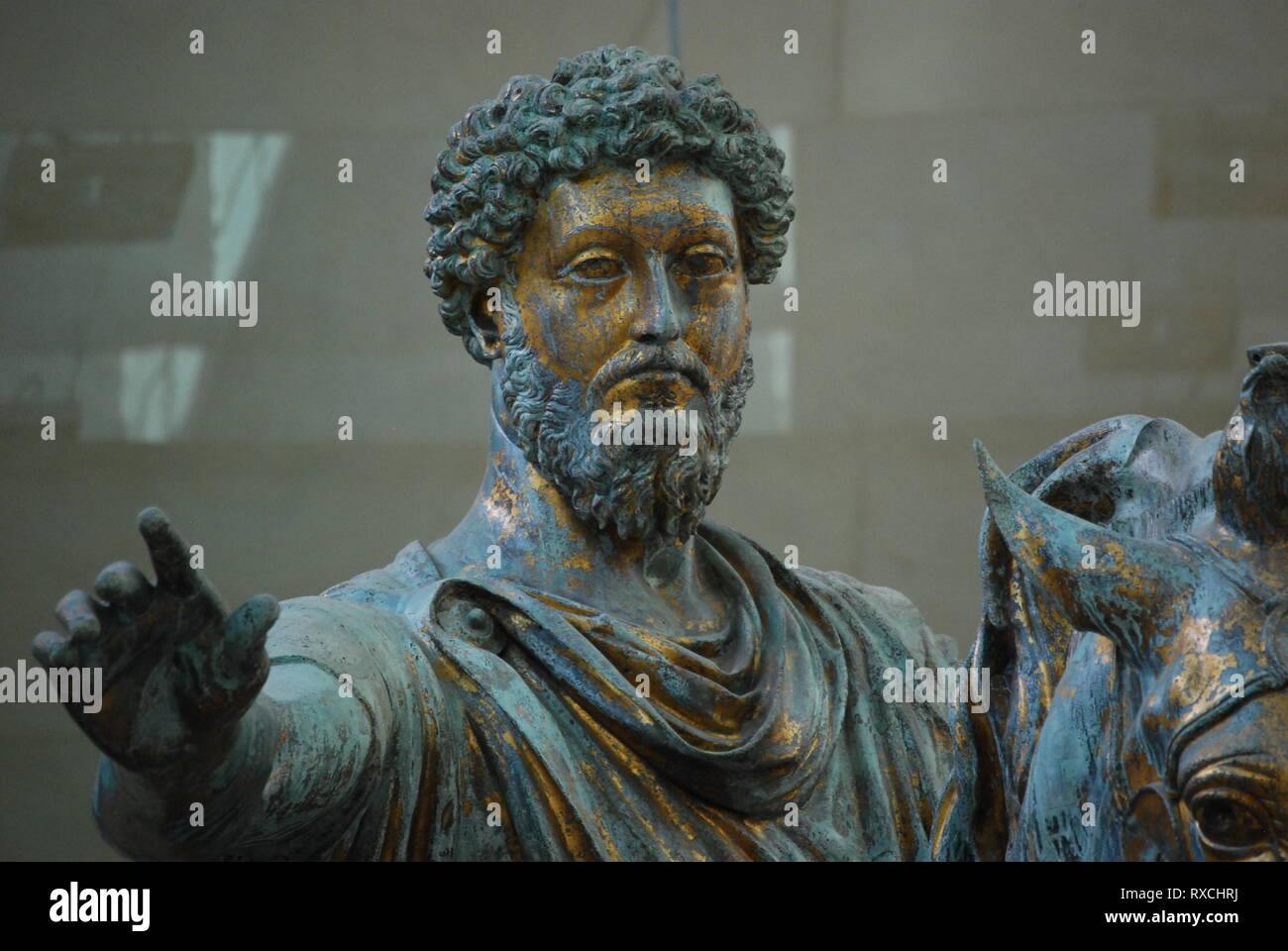 original roman bronze equestrian statue of the emperor Marcus Aurelius ...