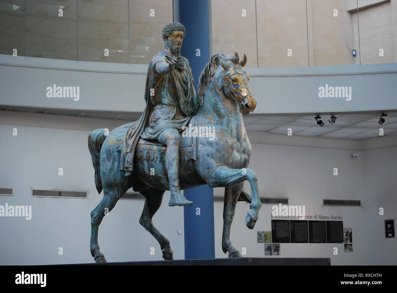 original roman bronze equestrian statue of the emperor Marcus Aurelius ...