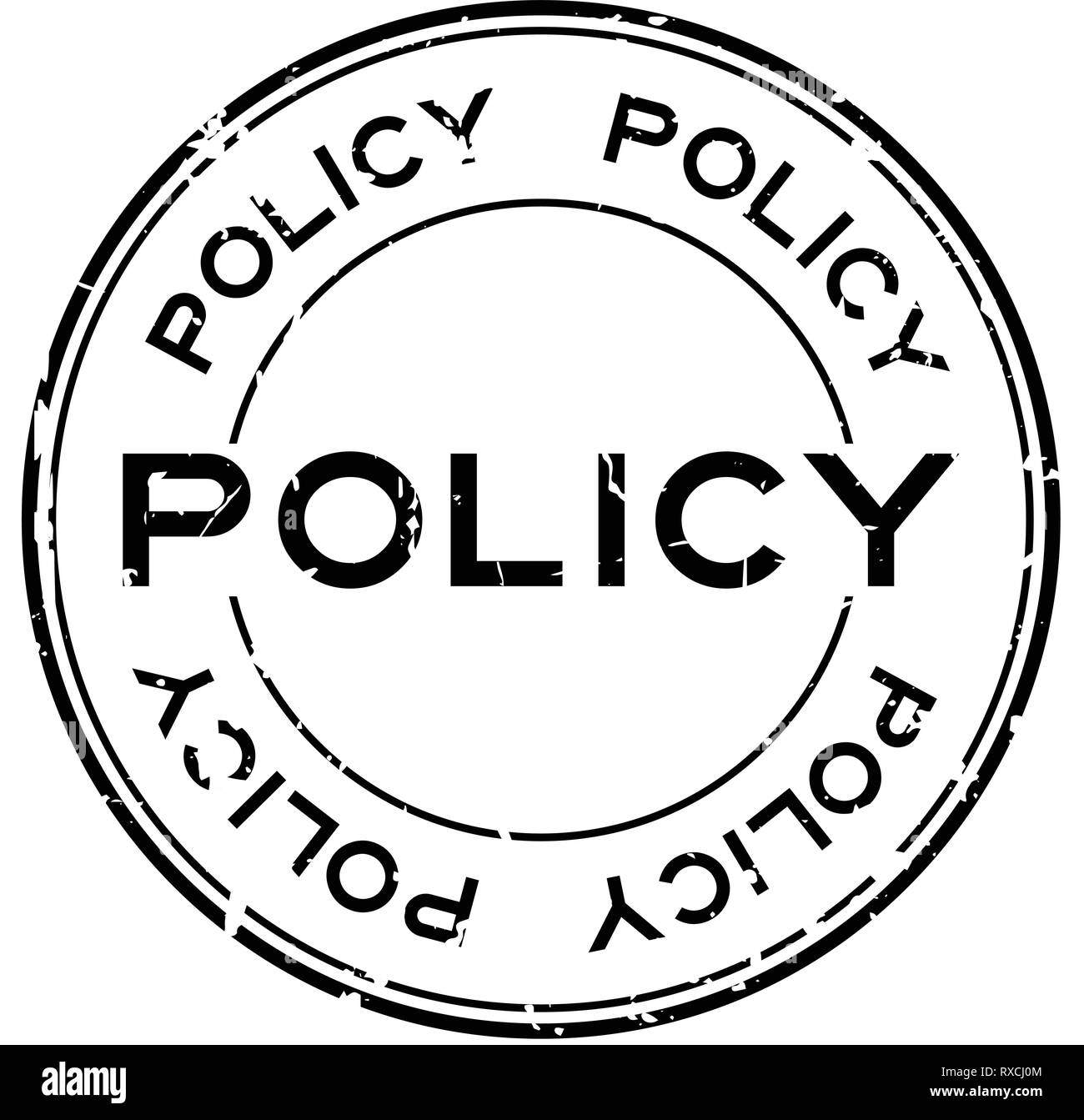 Grunge black policy word round rubber seal stamp on white background ...