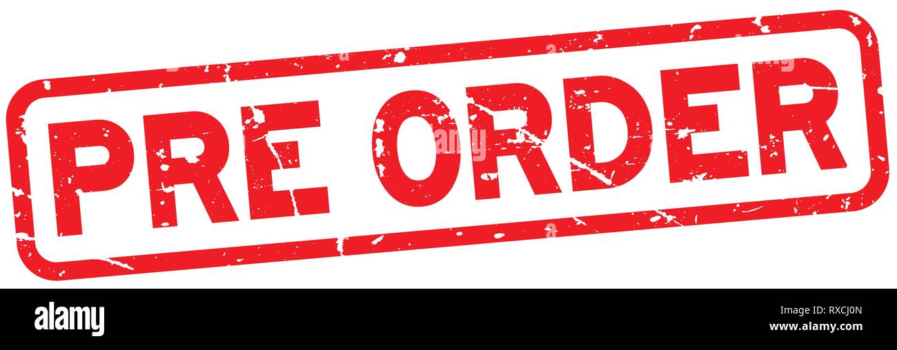 Grunge red pre order word square rubber seal stamp on white background ...