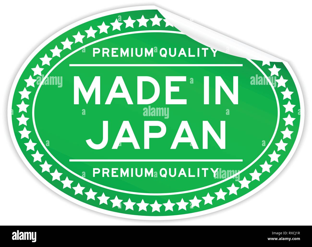 Premium quality made in japan green color oval seal sticker on white ...