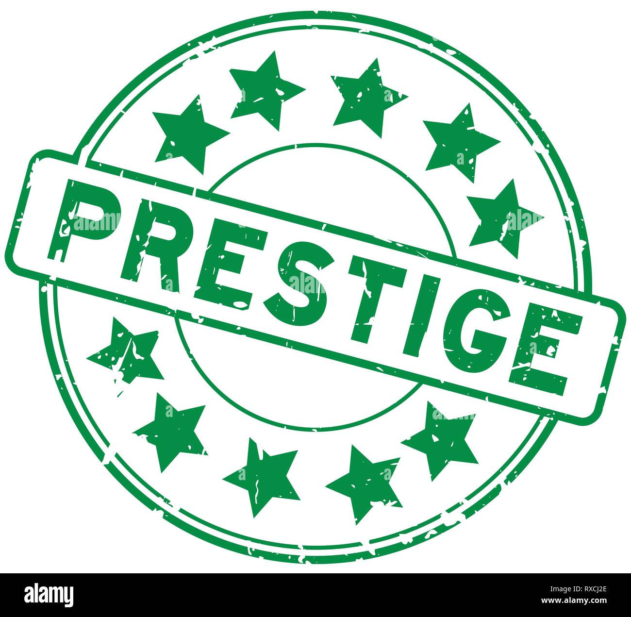 Grunge green prestige with star icon round rubber seal stamp on white background Stock Vector ...