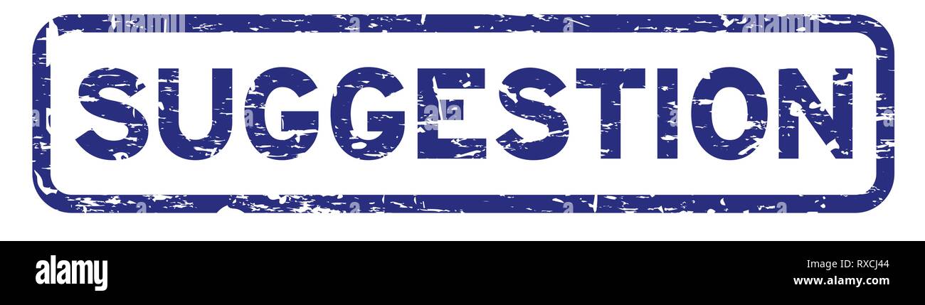 Grunge blue suggestion square rubber seal stamp on white background ...