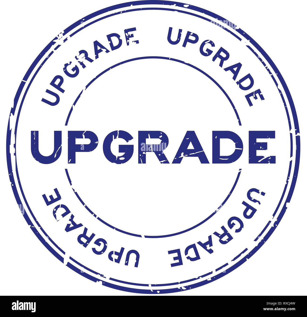 Grunge blue upgrade wording round rubber seal stamp on white background Stock Vector Image & Art ...