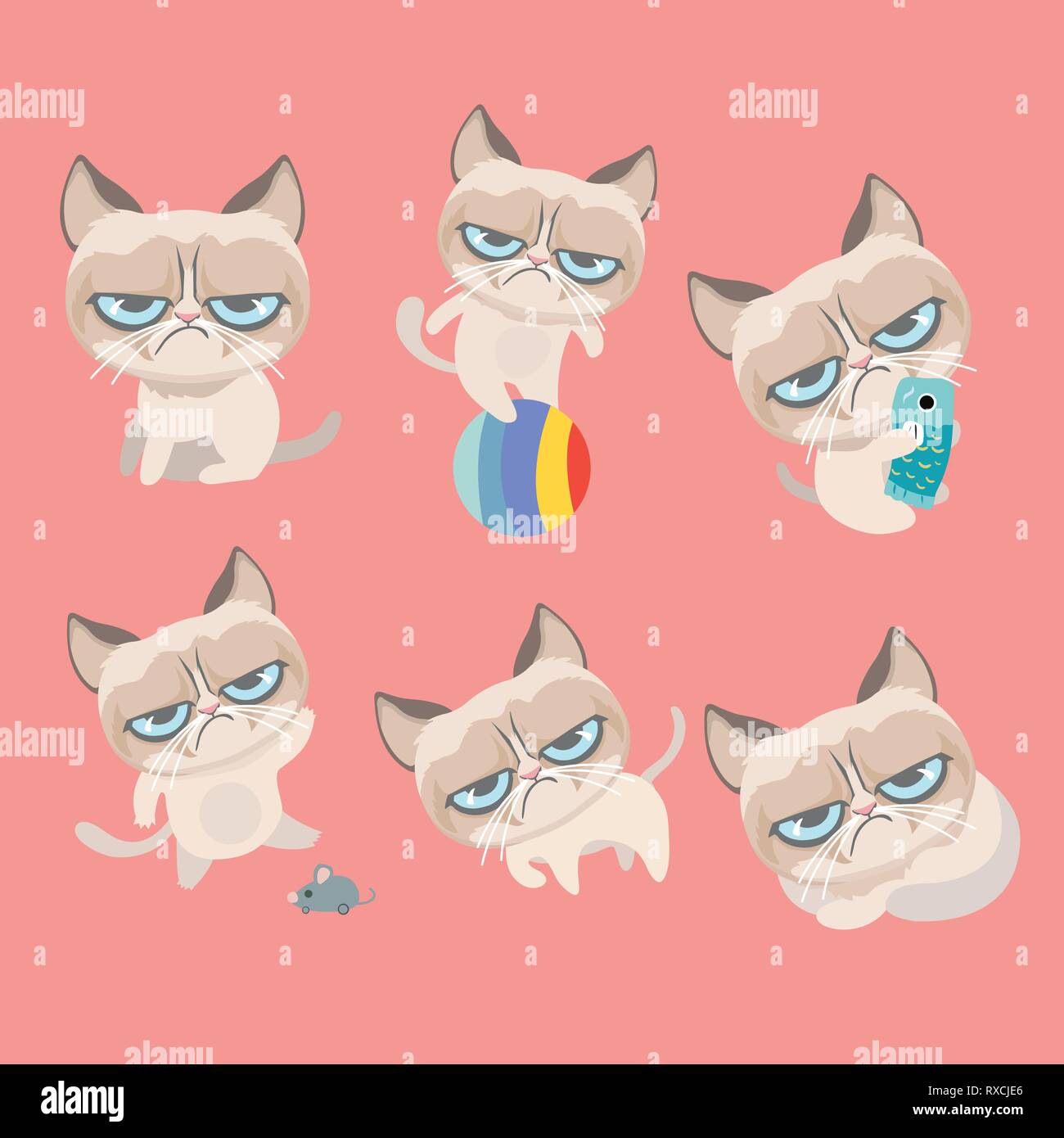Funny vector set of grumpy cat Stock Vector Image & Art - Alamy