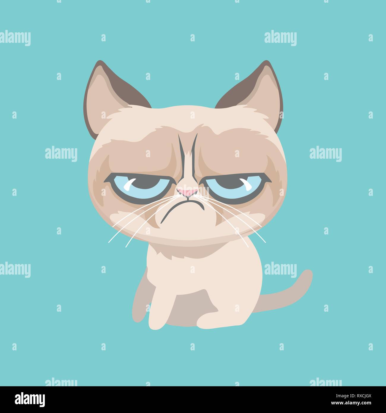Cute grumpy cat. Vector Illustration Stock Vector Image & Art - Alamy