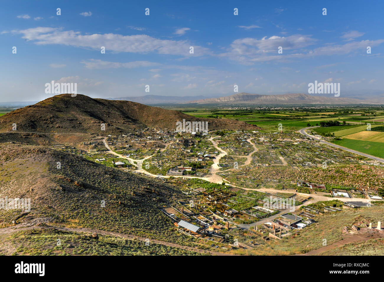 Panorama of the Armenian landscape and Mount Ararat near the Turkish ...