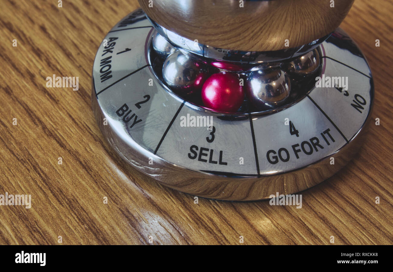 Metal decision maker with 'Sell' selected from the wheel of options ...