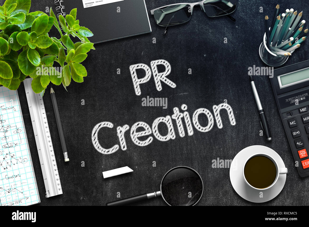 PR Creation Handwritten on Black Chalkboard. 3D Rendering Stock Photo ...