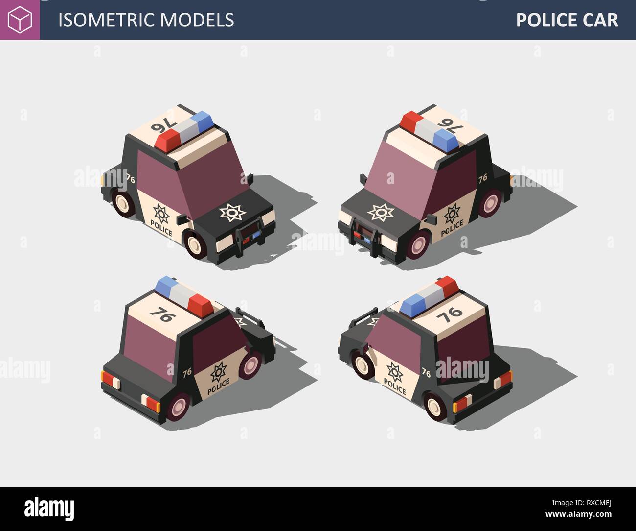 Isometric Police Car. Isometric High Quality Vector Stock Vector Image ...