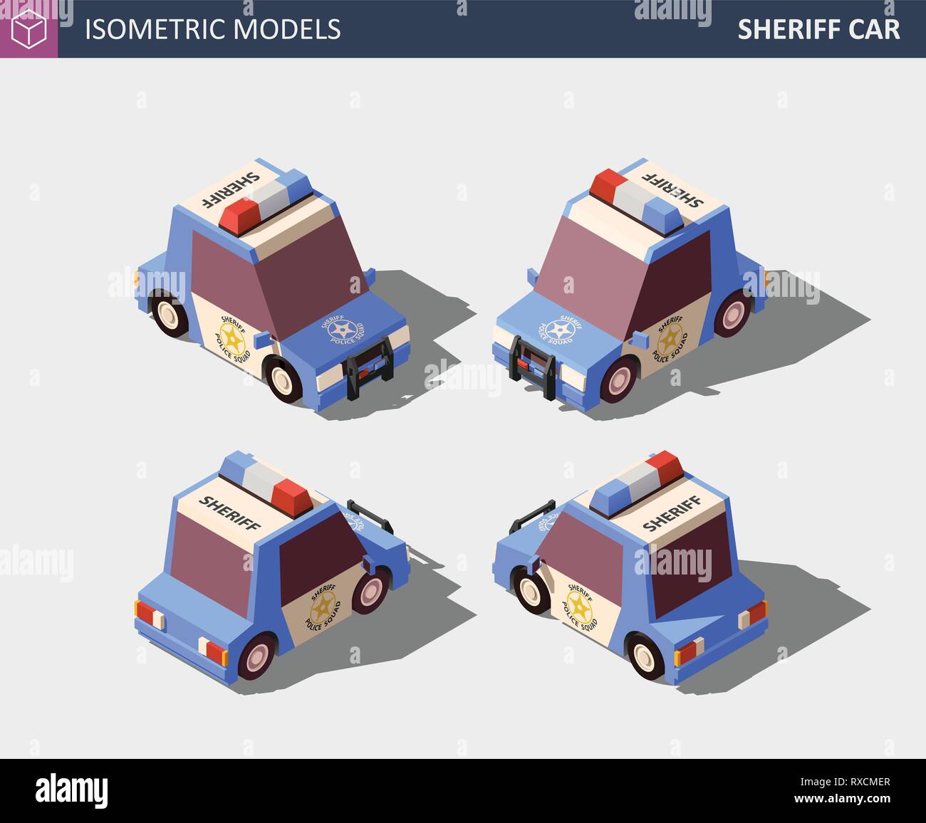 Isometric Blue Sheriff Car. Isometric High Quality Vector Stock Vector ...