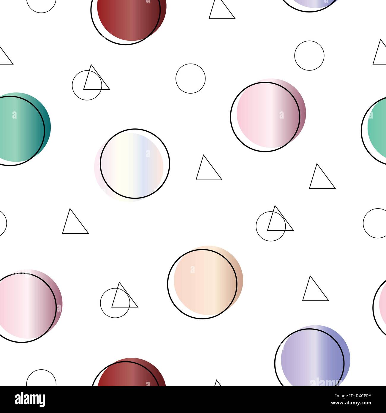 seamless pattern with colorful circles and triangles vector isolated on ...