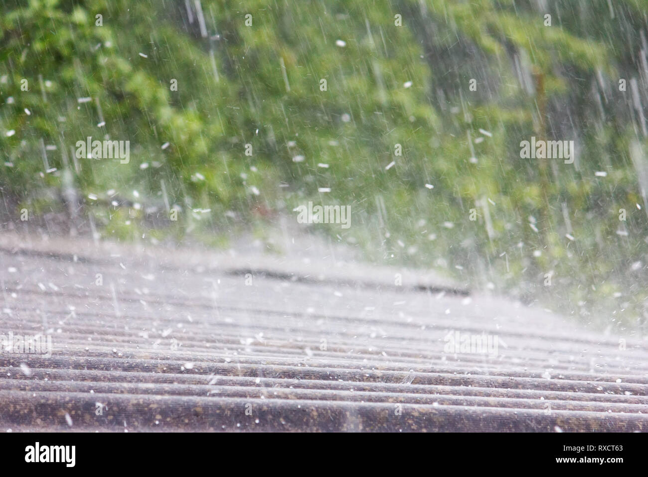 summer rain with hail falls on the roof of slate Stock Photo - Alamy