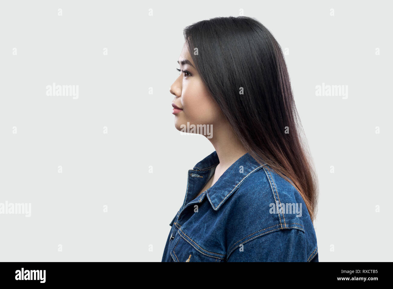 Profile View Woman Looking Up