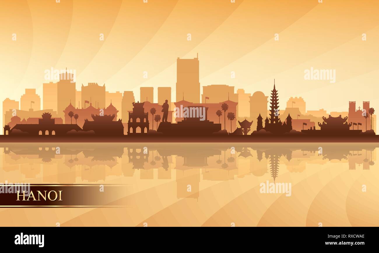 Hanoi City Skyline Silhouette Background Vector Illustration Stock
