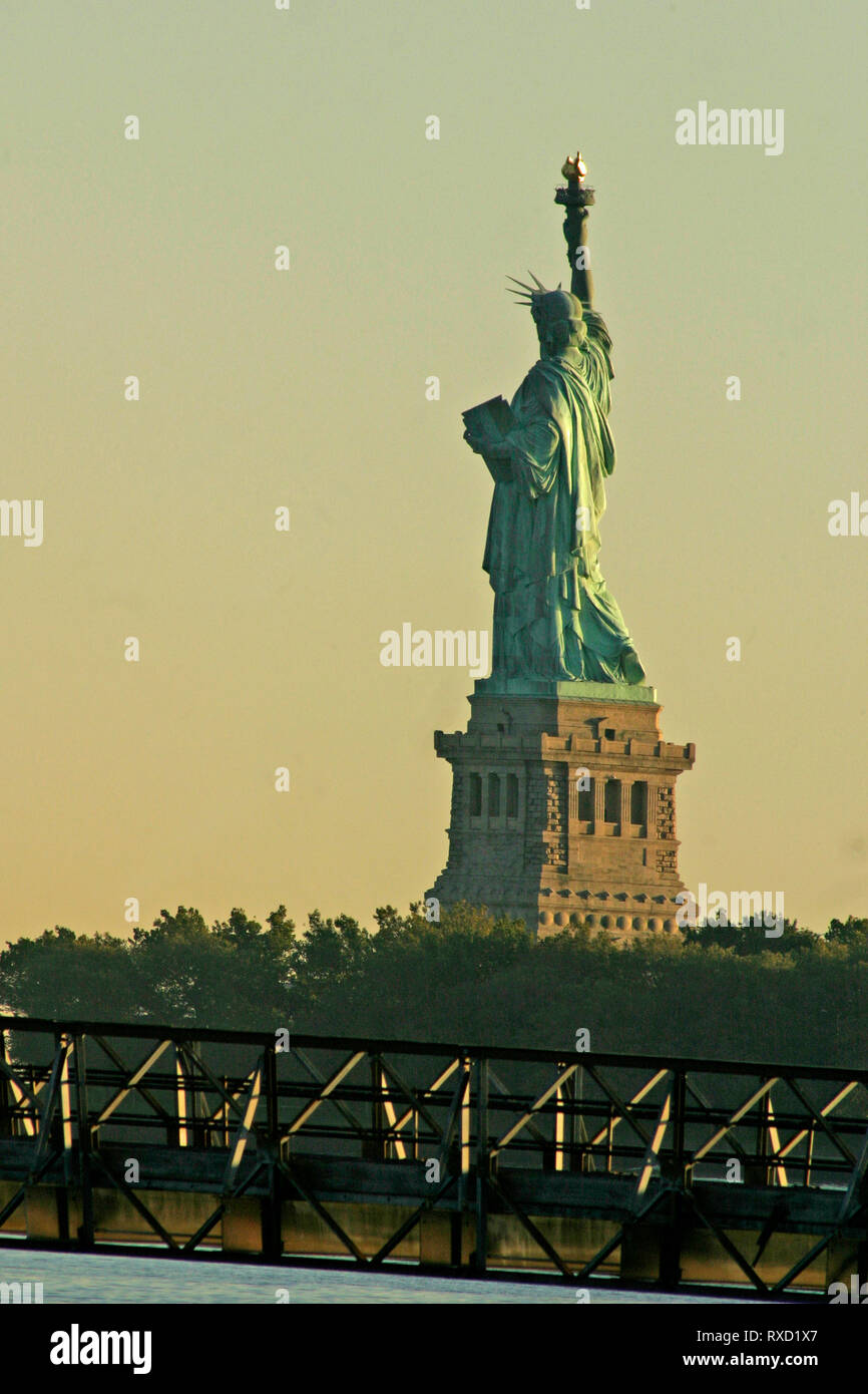 The Statue of Liberty seen from the Liberty Park in New Jersey, NJ, USA ...