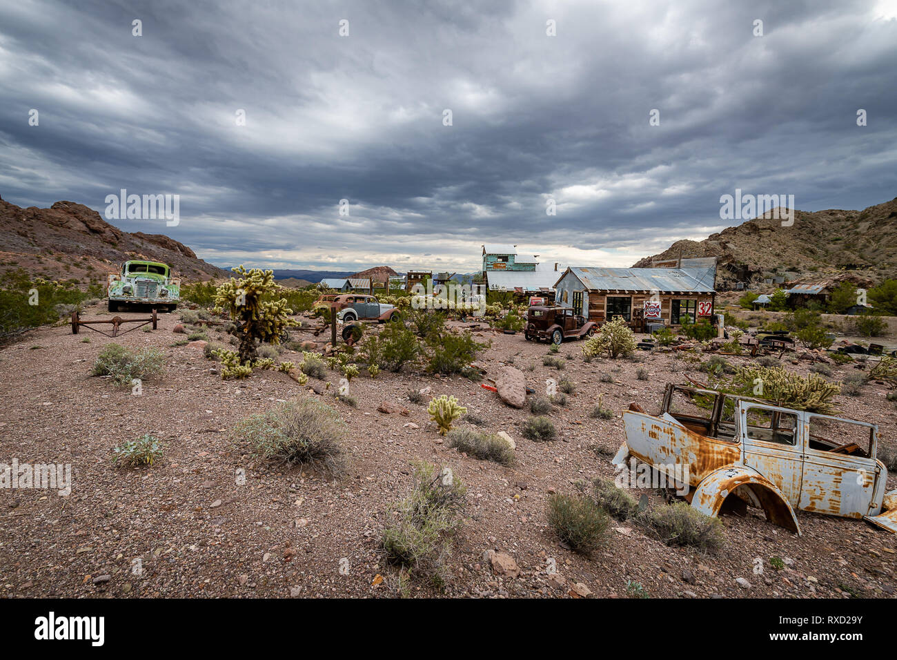 Thunderstorm over the Nelson Ghost Town Stock Photo - Alamy