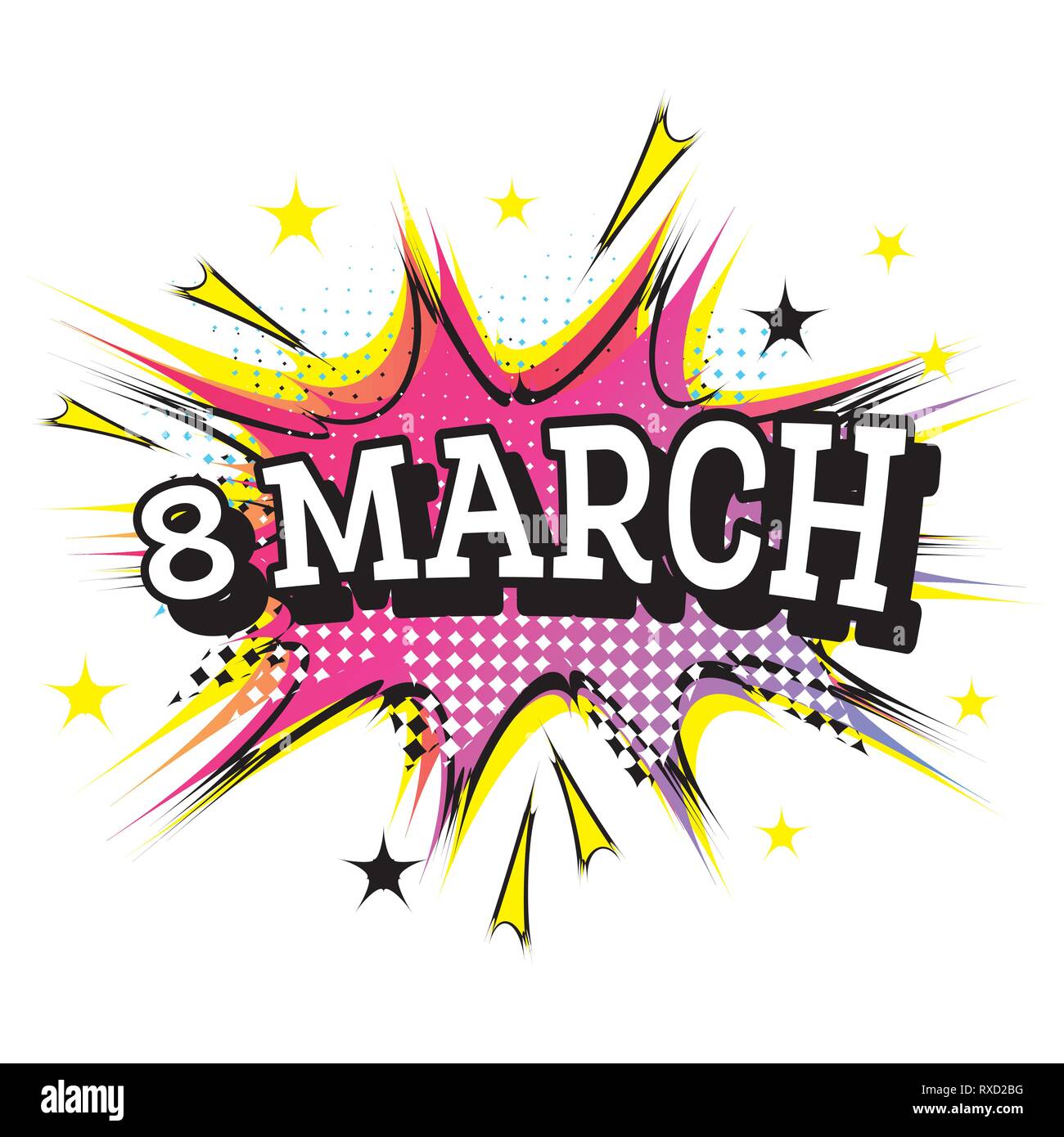 8 March Comic Text in Pop Art Style. Vector Illustration Stock Vector ...