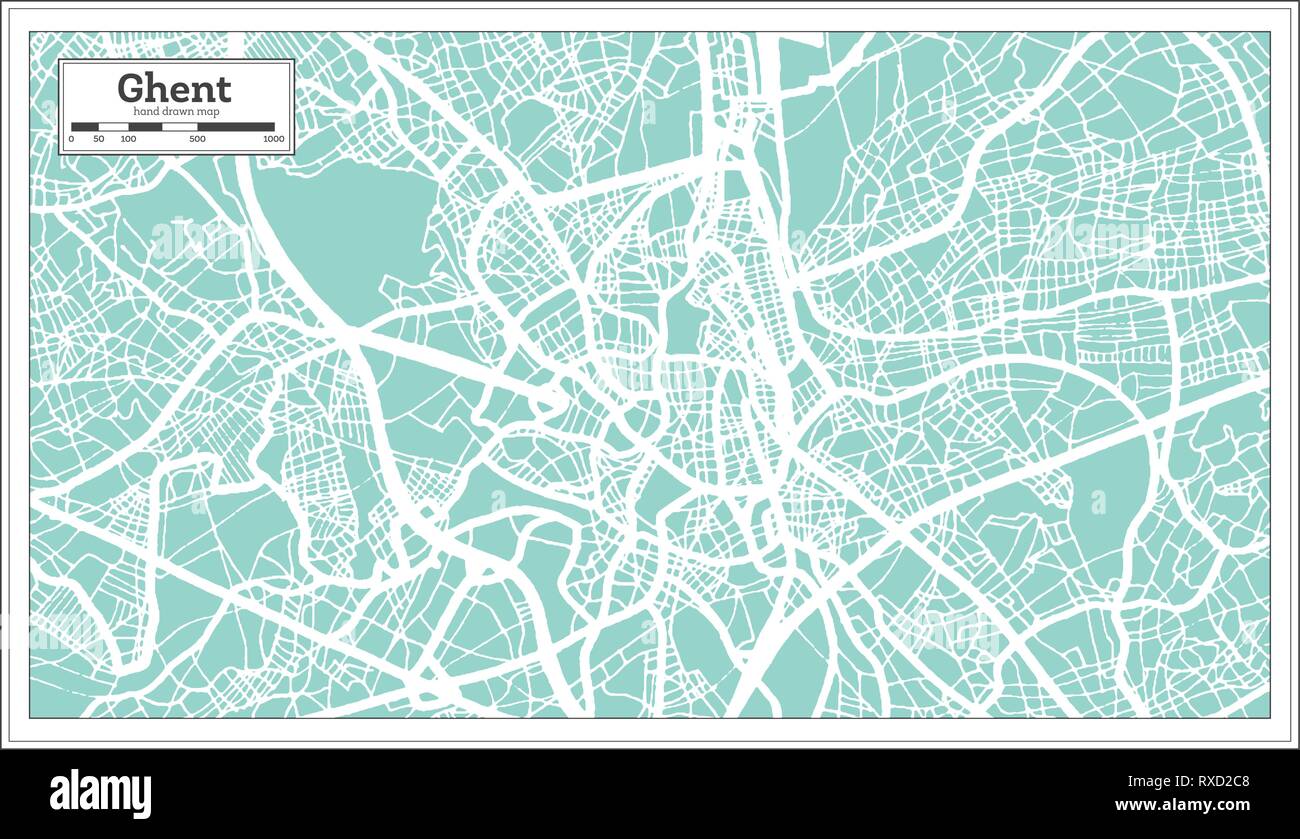 Ghent City Map in Retro Style. Outline Map. Vector Illustration Stock ...