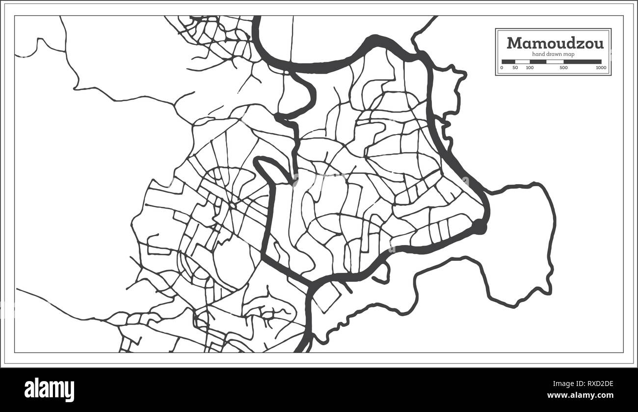 Mamoudzou Mayotte City Map in Retro Style. Outline Map. Vector ...
