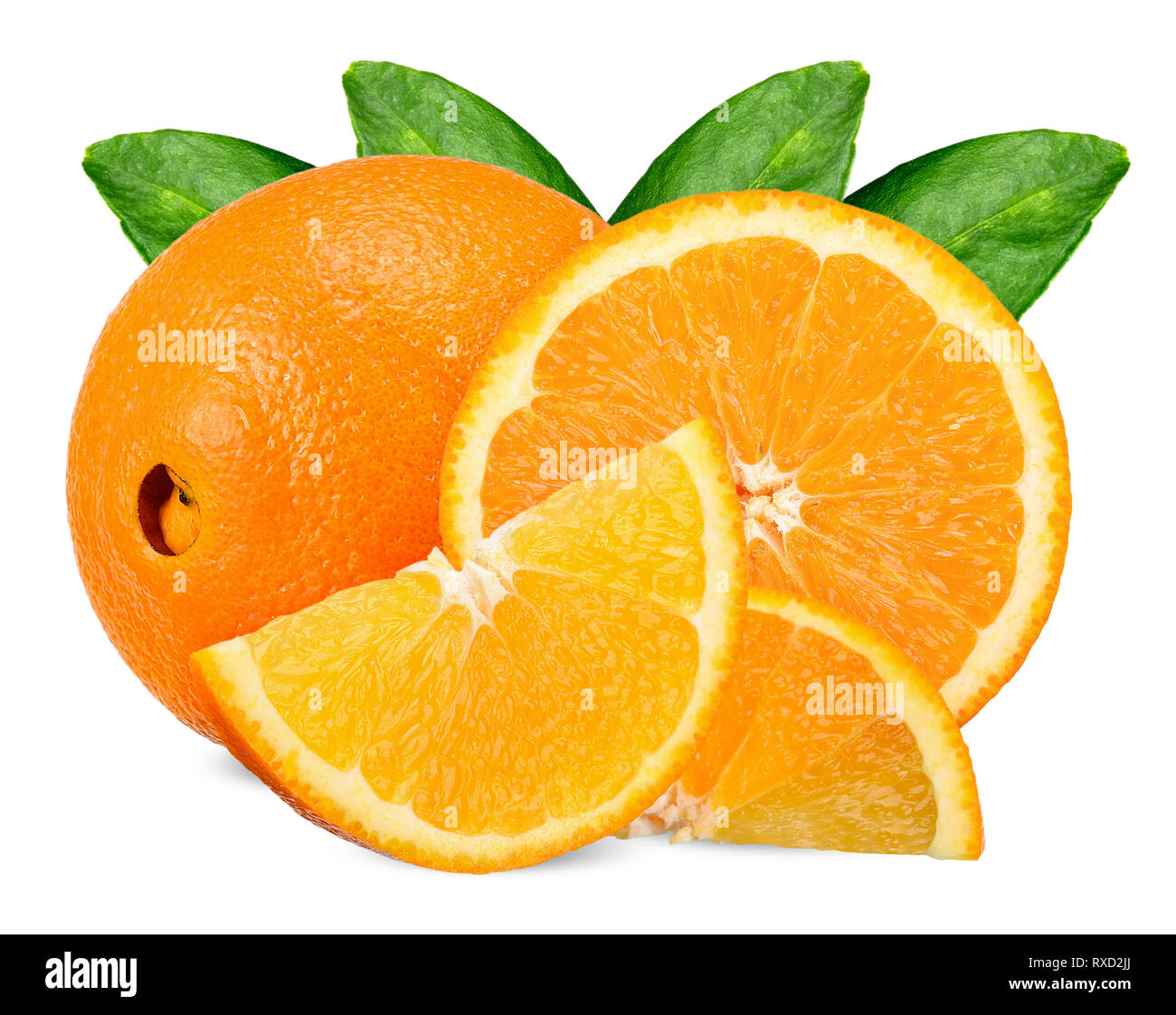 orange fruit with leaf isolated on white clipping path Stock Photo - Alamy