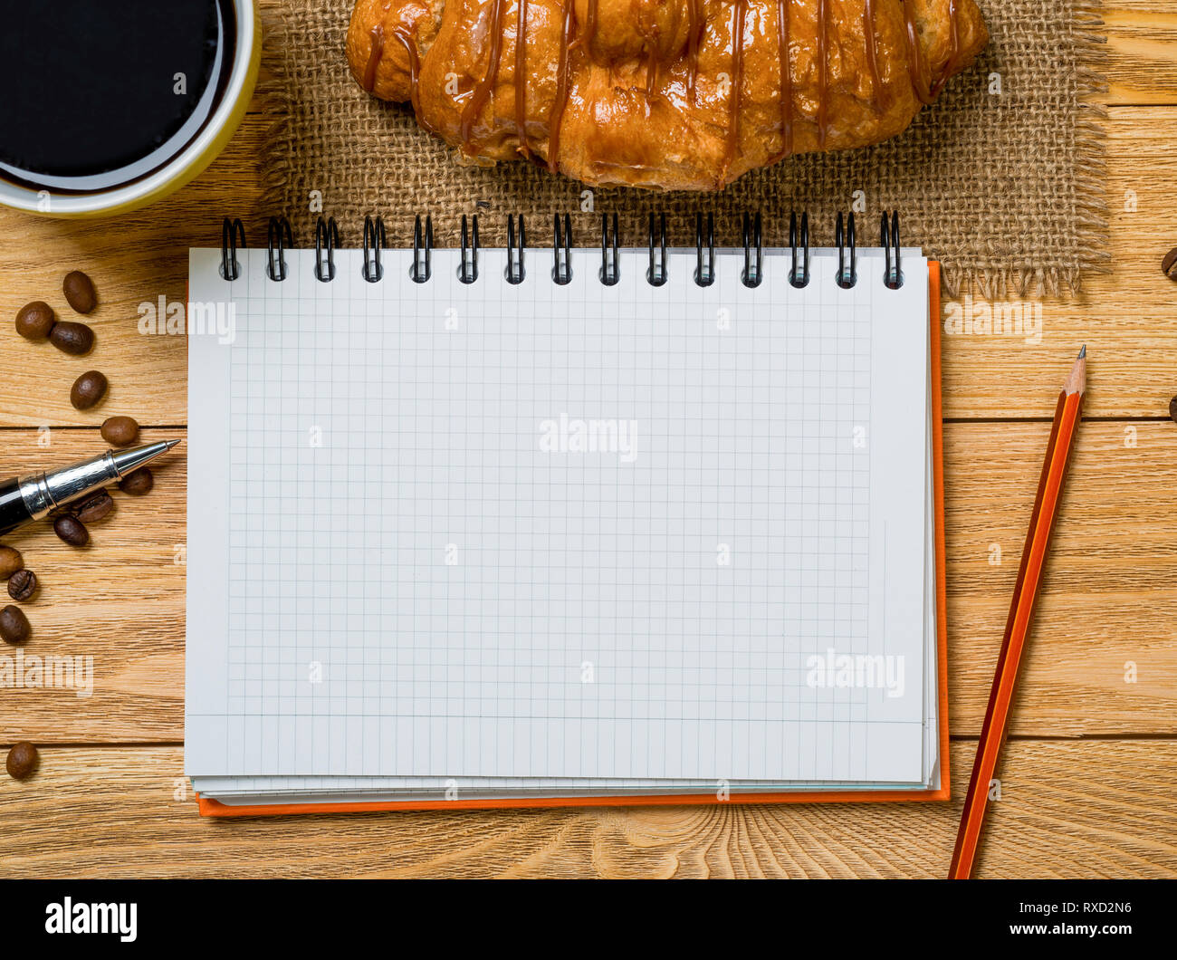 Coffee break with snack Stock Photo - Alamy