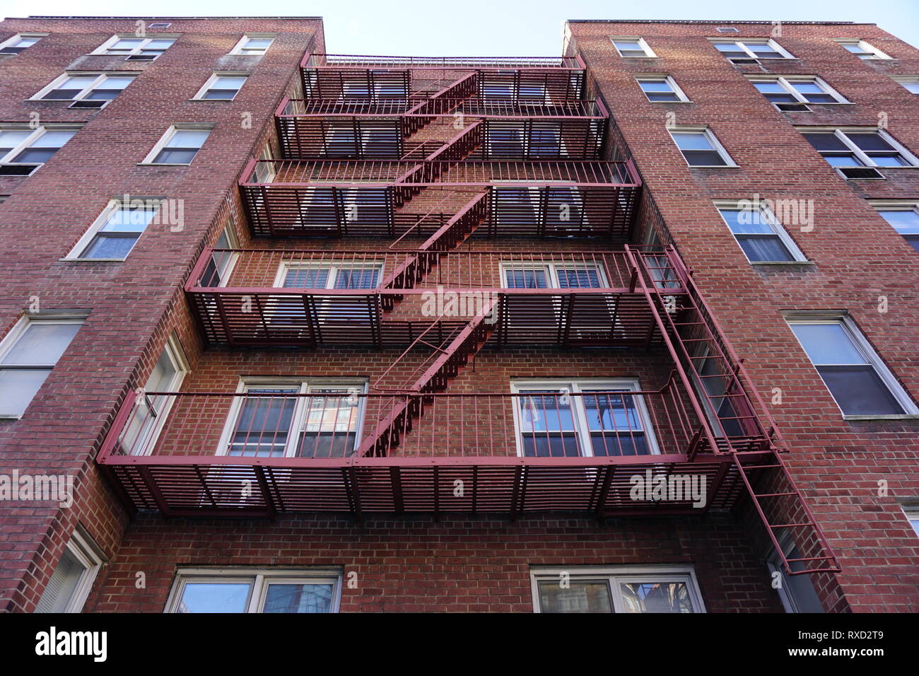 Red Fire escape stairs-downtown back alley architecture-steel and red ...