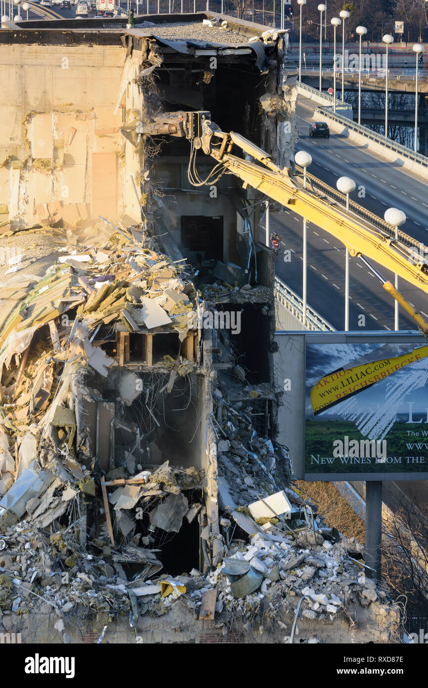 Wien, Vienna: demolition of building (former cinema) with breaker ...