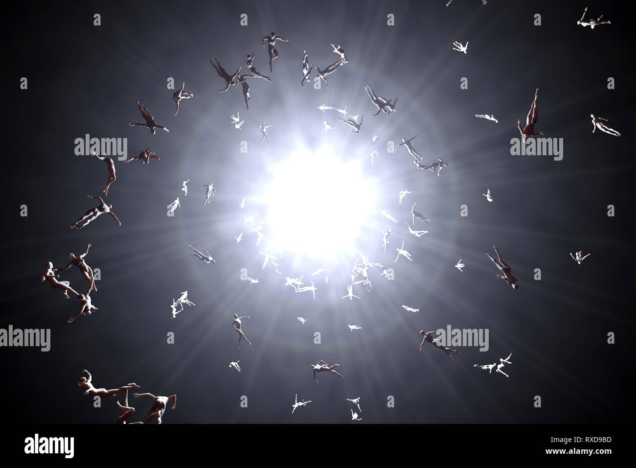 3D rendered illustration of Souls of deceased People streaming into the ...