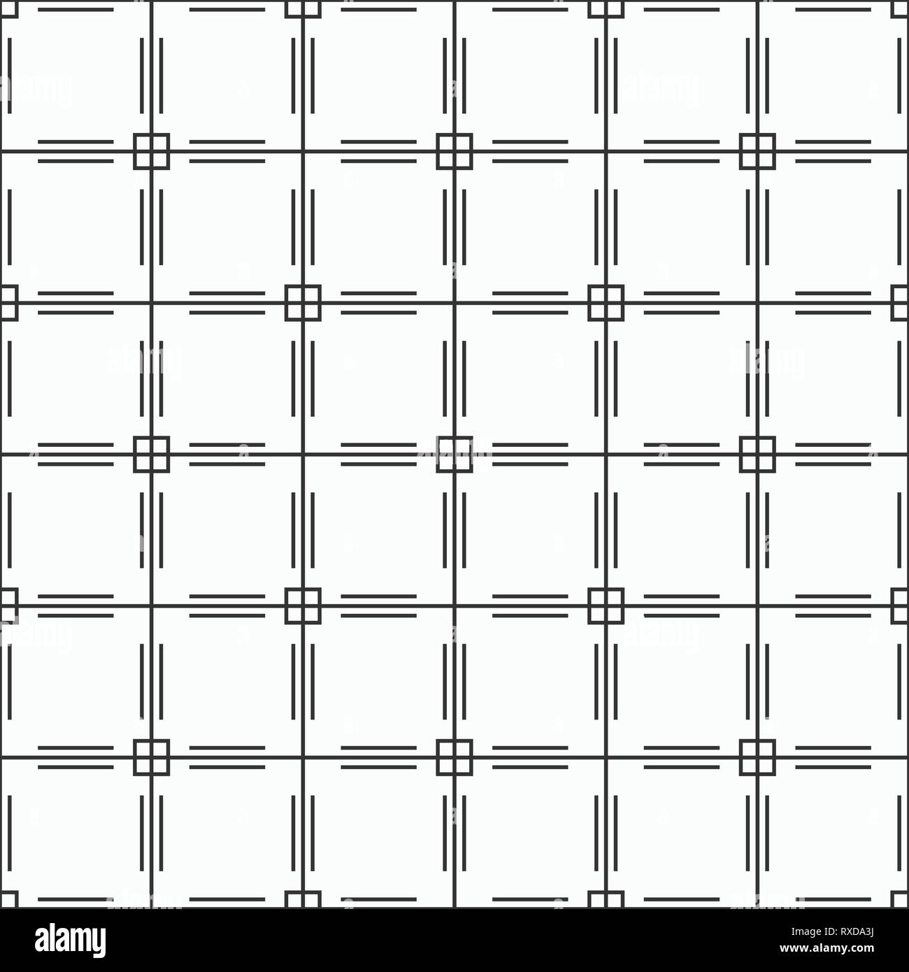 Vector seamless pattern. Regularly repeating geometric tiles with linear squares and lines ...