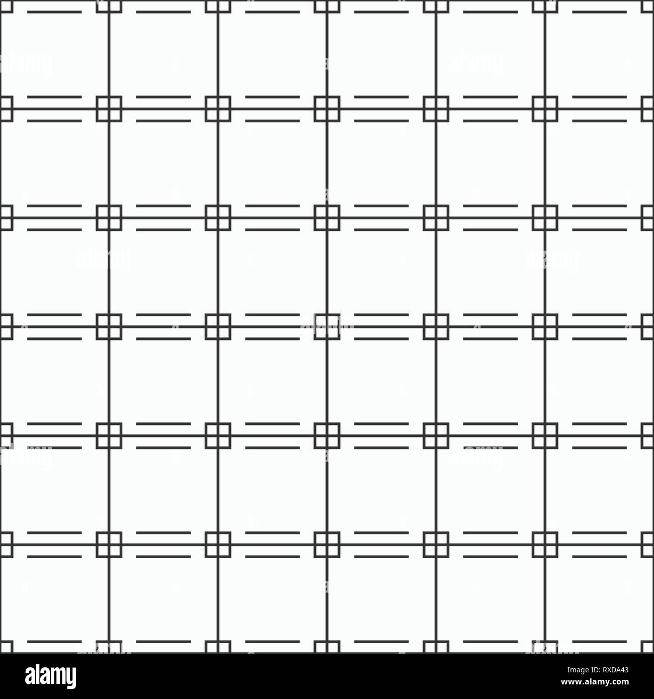 Vector seamless pattern. Regularly repeating geometric tiles with linear squares and lines ...