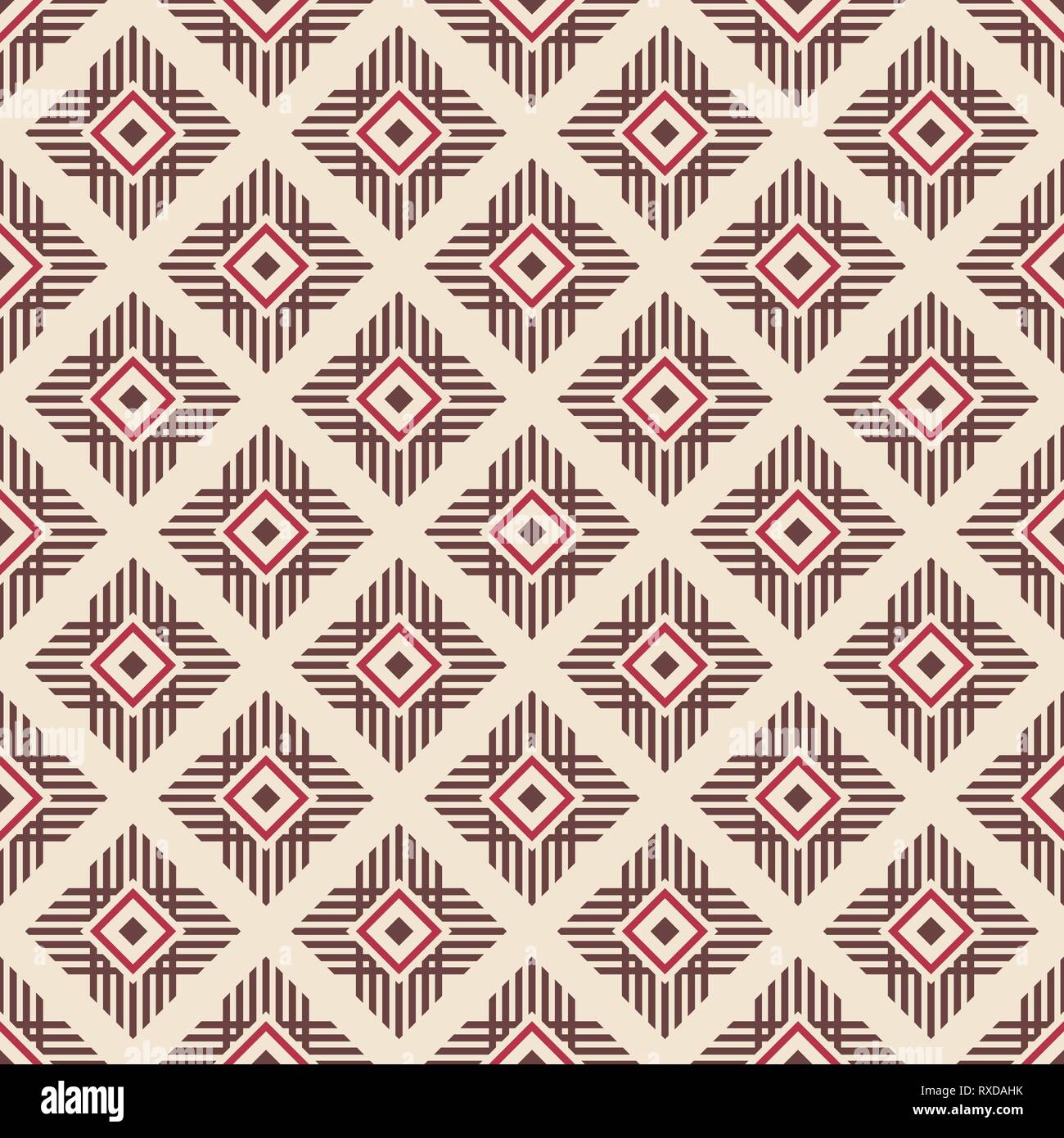 Abstract ethnic geometric pattern. Regularly repeating lines, rhombuses ...