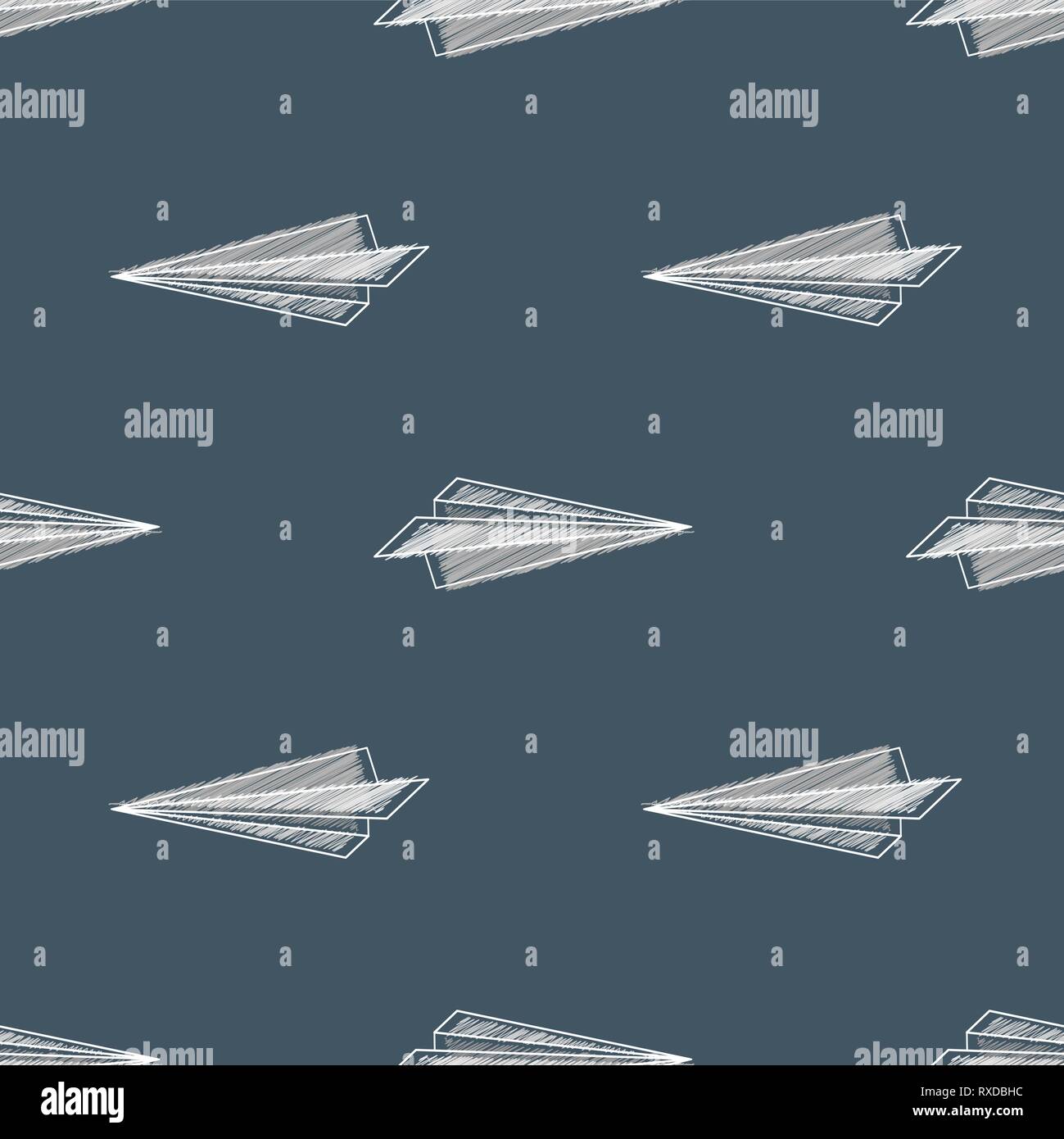 Vector paper plane icons in hatching style seamless pattern 10 eps ...