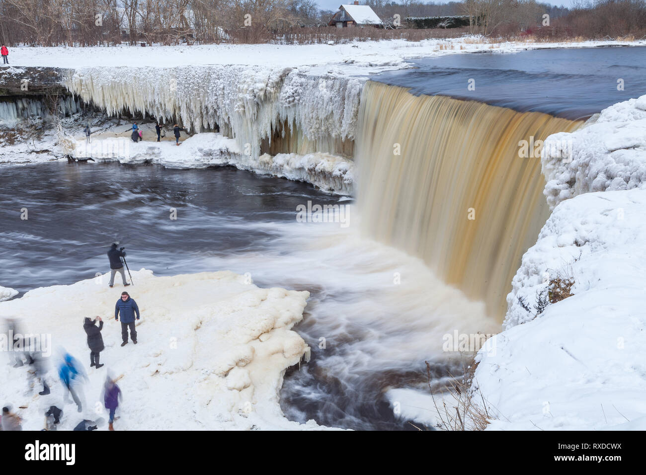Beautiful frozen waterfall in winter. Jagala, Estonia, Eastern Europe ...