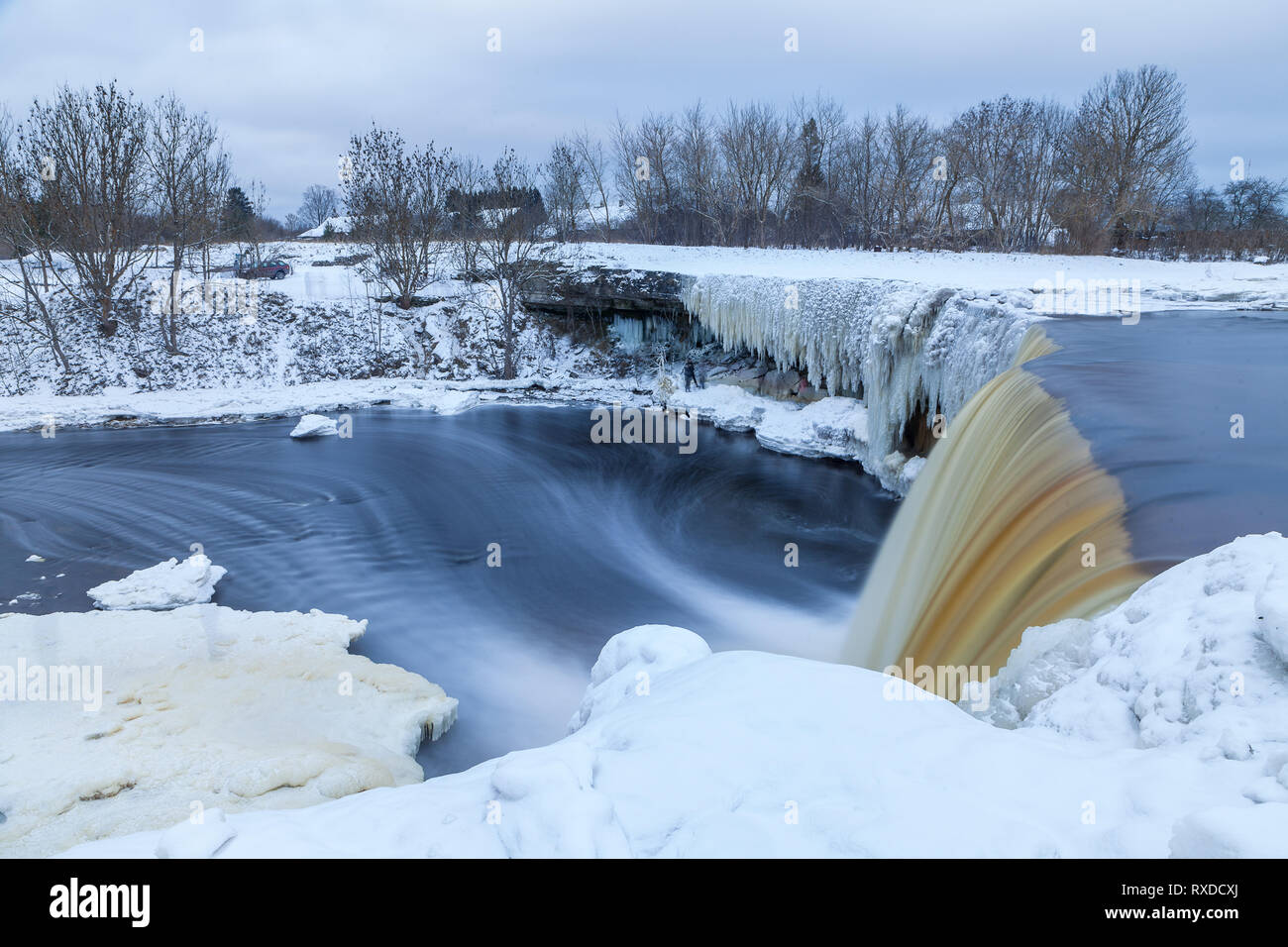 Beautiful frozen waterfall in winter. Jagala, Estonia, Eastern Europe ...