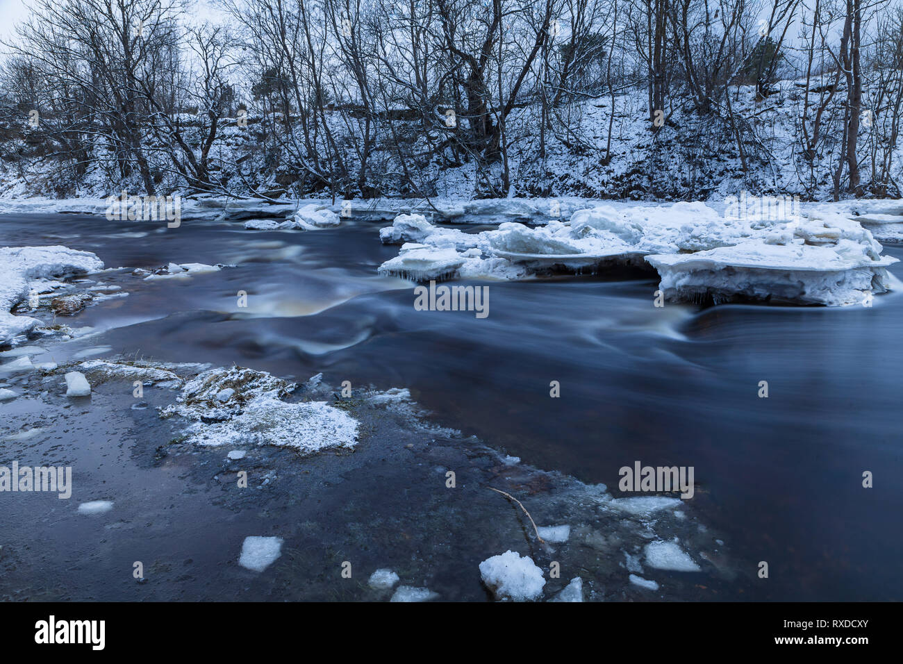Beautiful frozen waterfall in winter. Jagala, Estonia, Eastern Europe ...