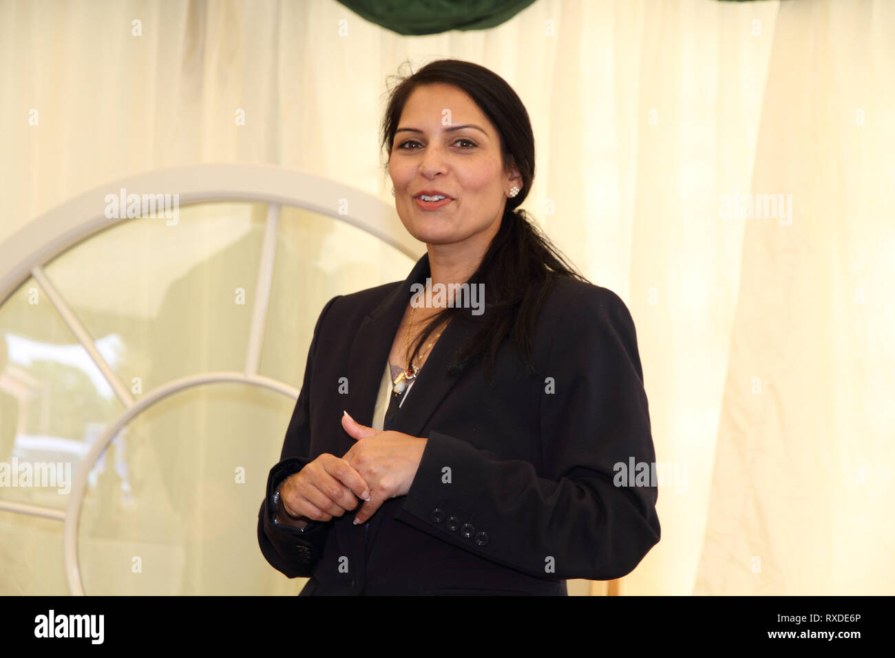 Conservative MP Priti Patel at bespoke window company Mumford & Wood ...