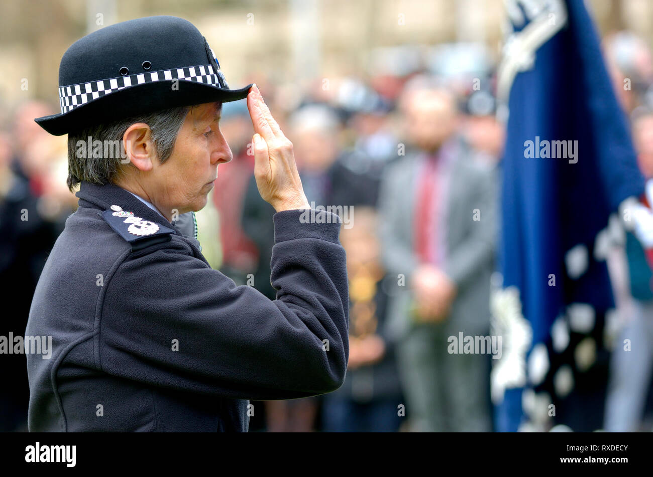 Cressida Dick, Commissioner of the Metropolitan Police, saluting the National Police Memorial ...