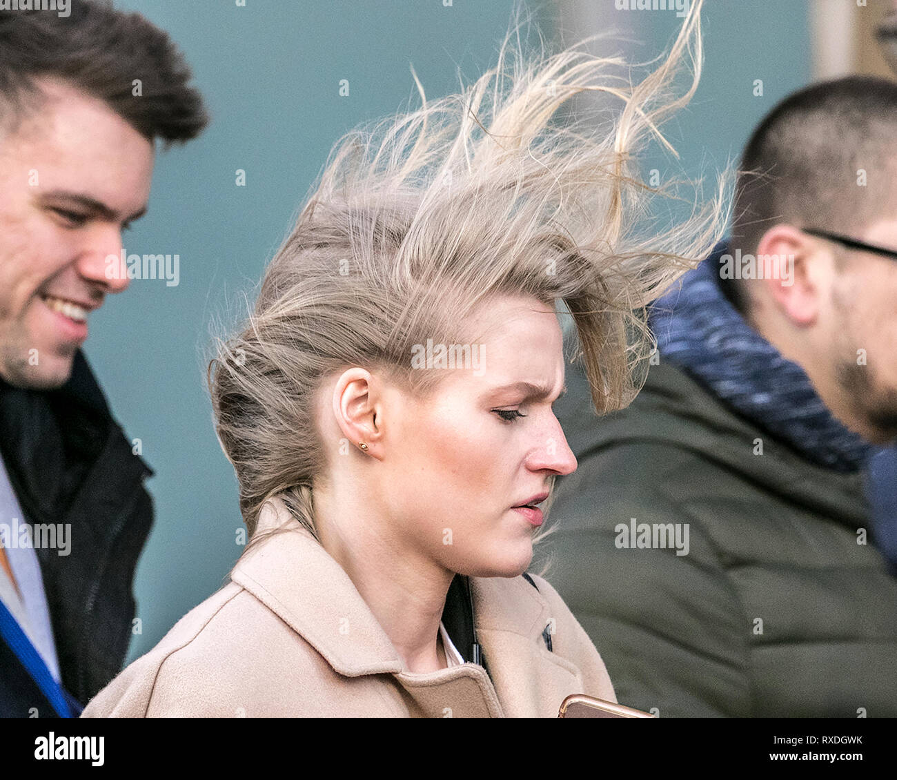 Woman with long hair blown hi-res stock photography and images - Alamy