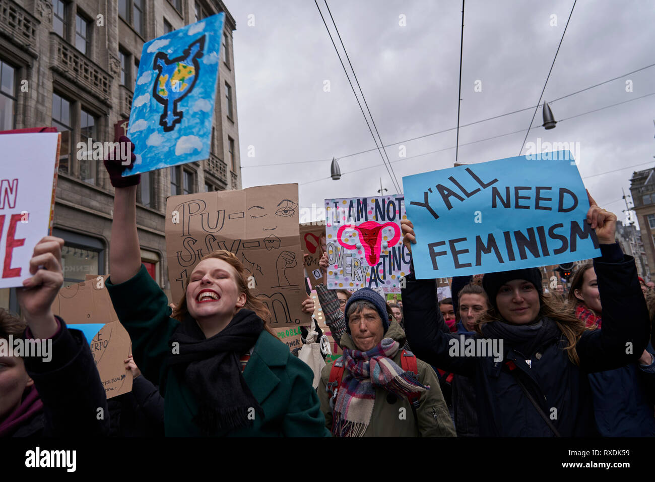 Amsterdam, Netherlands. 9th Mar 2019. Participants of the demonstration ...