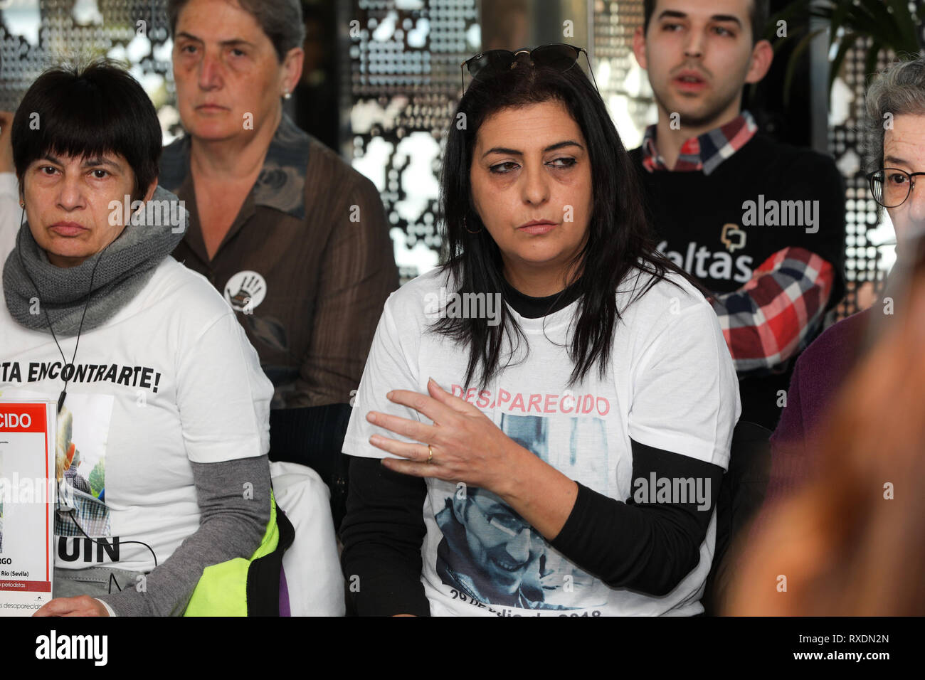 Madrid, Spain. 9th Mar, 2019. Relatives of the missing persons are seen ...