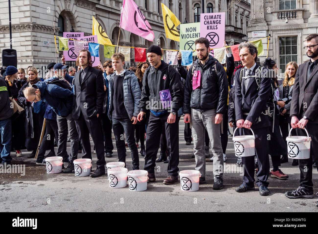 London, UK. 9th March 2019. Extinction Rebellion converged from two ...