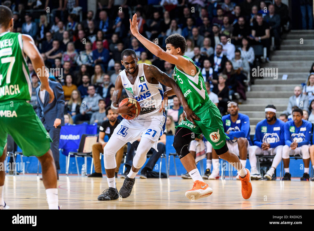 Karlsruhe, Germany. 09th Mar, 2019. Orlando Isaiah Parker (Lions) in ...