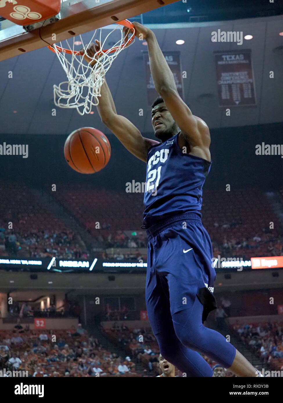 March 9, 2019. Kevin Samuel #21 of the TCU Horned Frogs in action vs ...