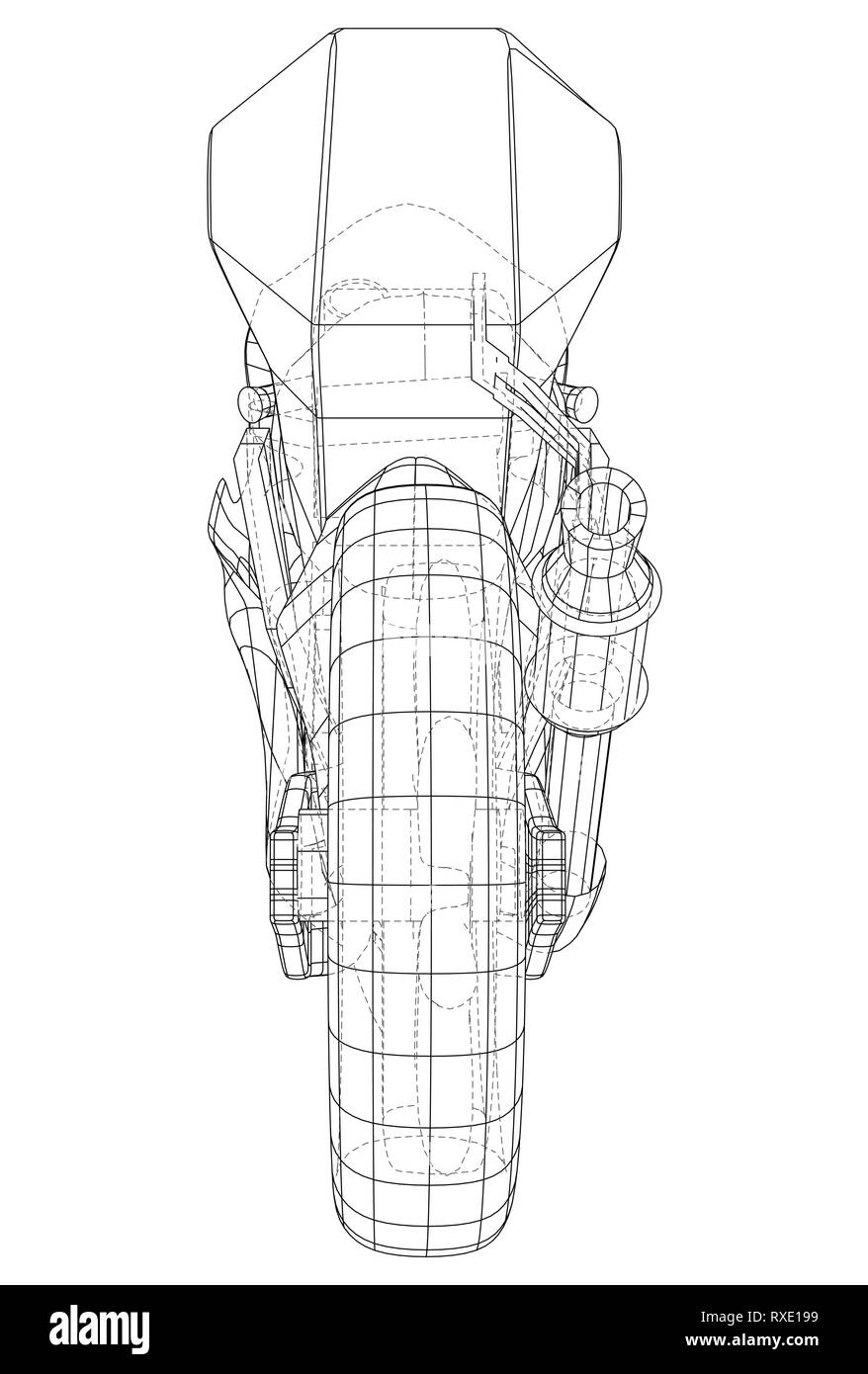 Sport motorcycle technical wire-frame. Vector illustration. Tracing ...